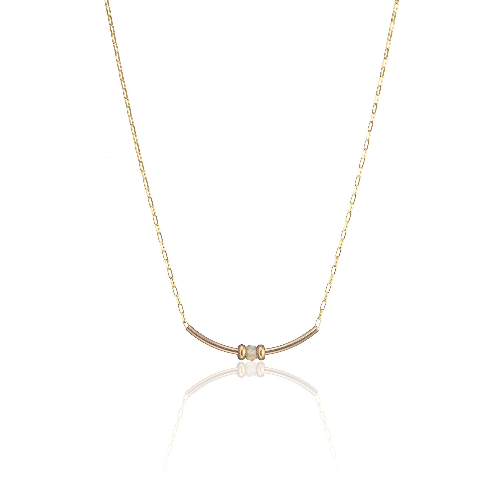 14kt GoldFill/Opal Sunset Crescent Pendant - (Link Chain) – Scribble & Stone