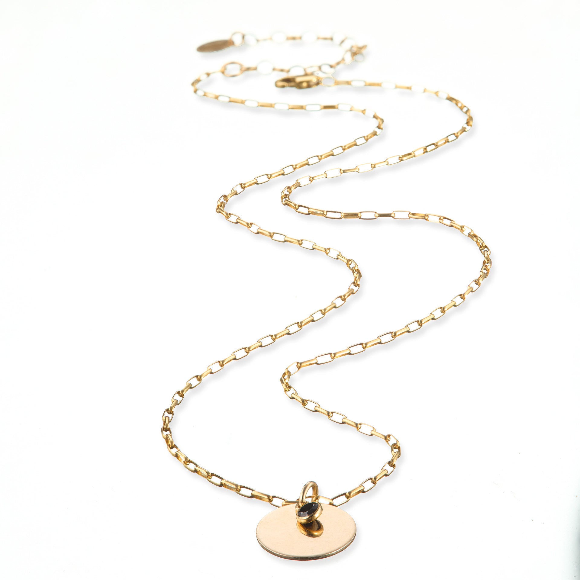 14kt GoldFill Tiny stone disc pendant – Scribble & Stone